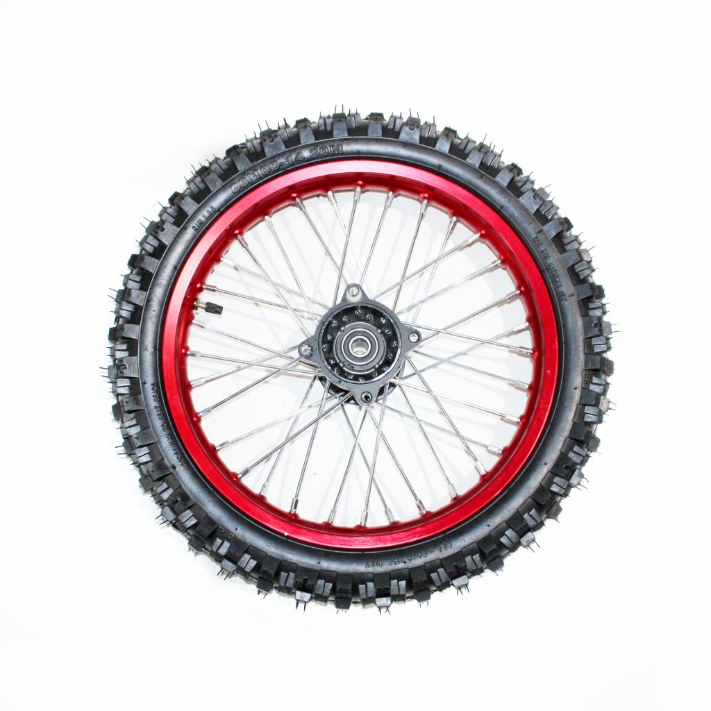 RED 15mm 14 Inch Front 12 Inch Rear Wheel Rim Tyre Tire PIT PRO Trail ...