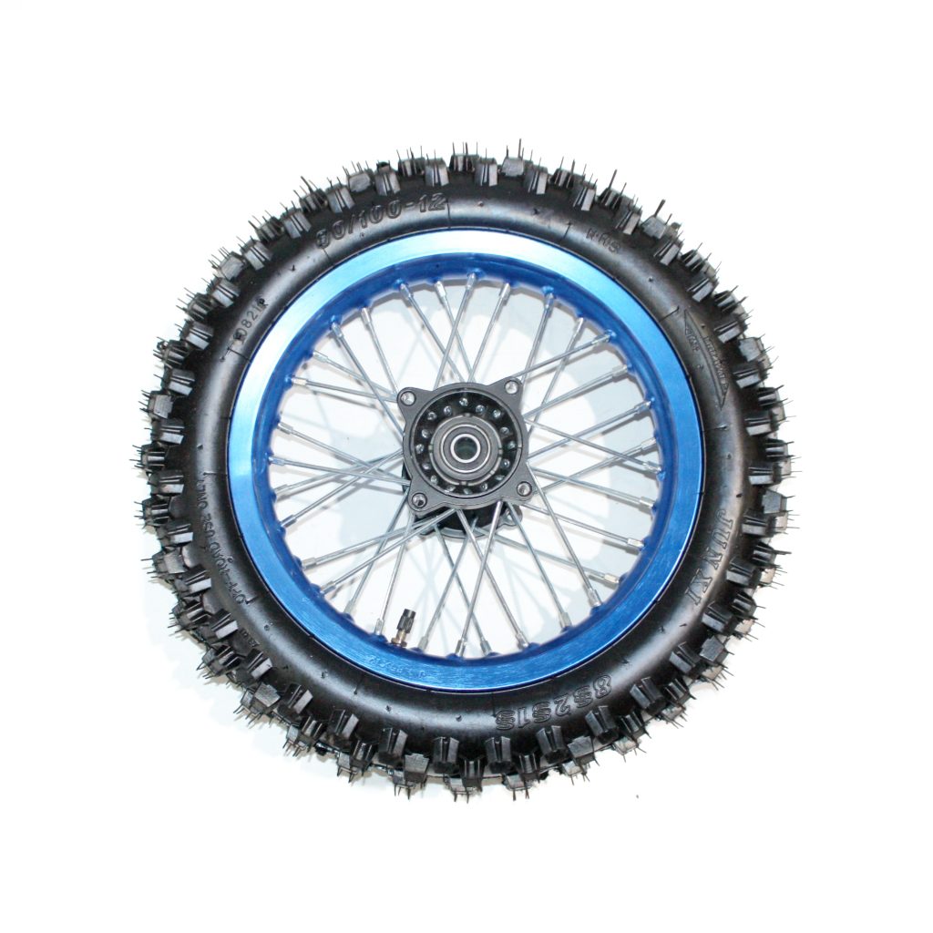 BLUE 15mm 14 Inch Front + 12 Inch Rear Wheel Rim Tyre Tire PIT PRO Dirt ...