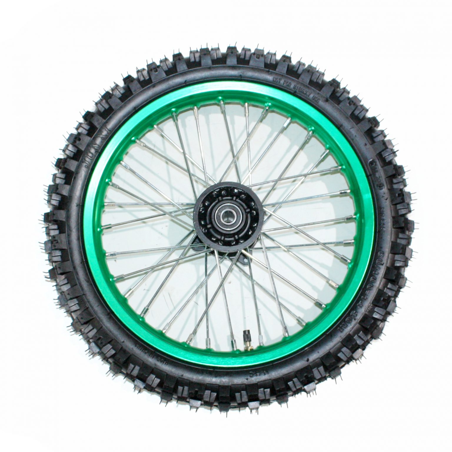 GREEN 12mm 14 Inch Front + 12 Inch Rear Wheel Rim Tyre Tire PIT PRO ...