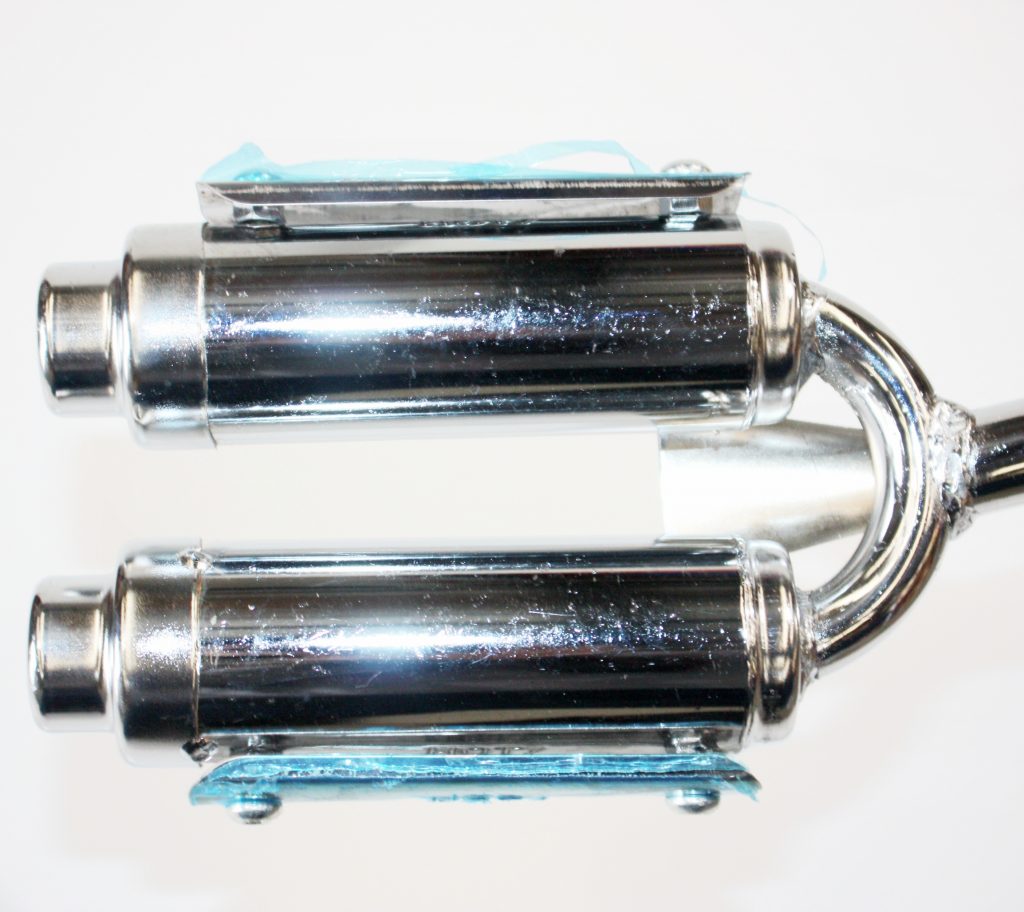 Twin Exhaust Pipe + Muffler 47cc 49cc Mini PIT Pocket Chopper Quad Dirt ...