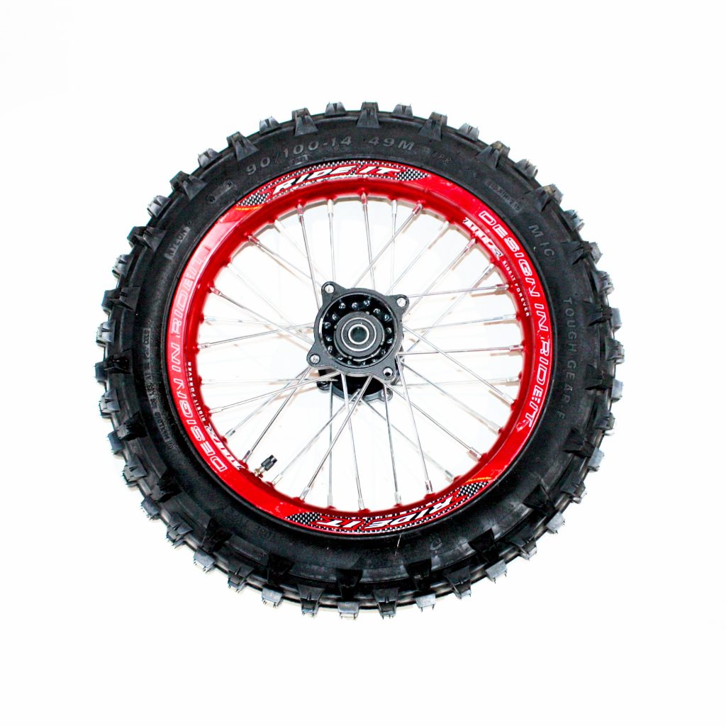 RED 90/100- 14 14" Inch Rear Alloy Wheel Rim Tyre Tire PIT PRO Bigfoot ...