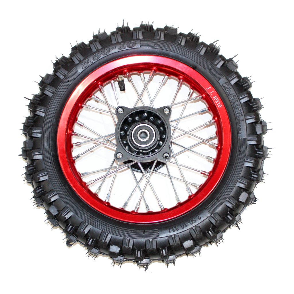 RED 15mm Axle 10" 10 Inch Front + Rear Wheel Rim Tyre Tire PIT PRO Dirt ...