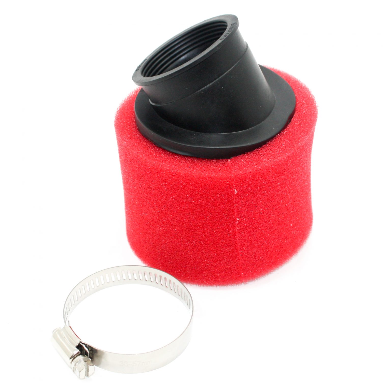 RED 45mm Bent Angled Foam Air Filter Pod PIT PRO Trail Quad Dirt Bike ...